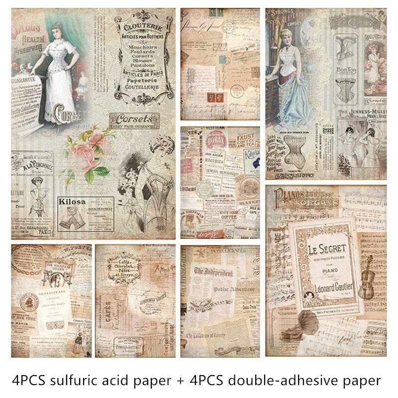 8PCS/SET Vintage English Newspaper Decoration Sulf... – Grandado