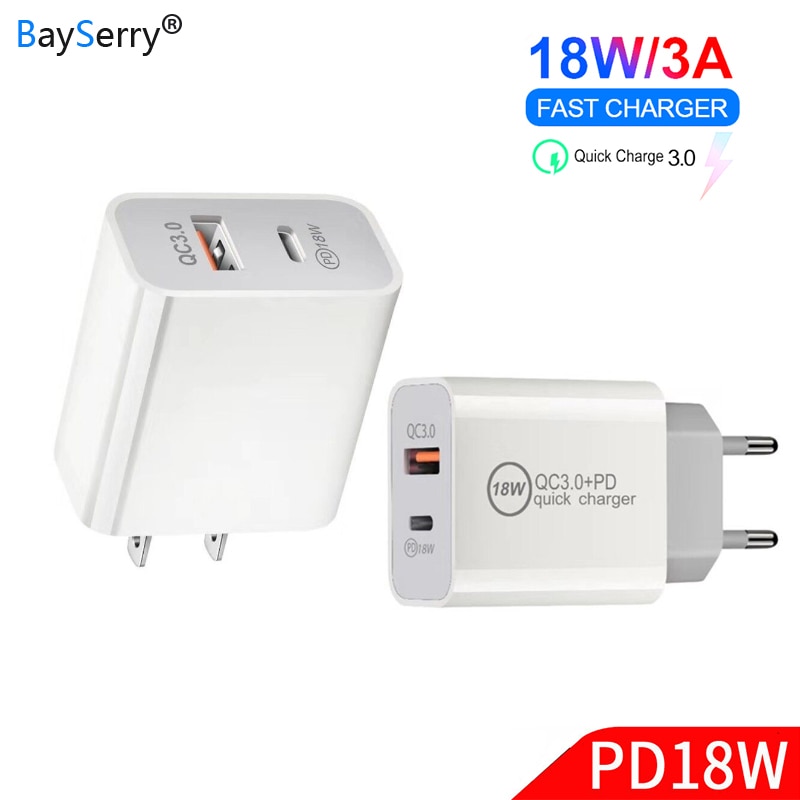 BaySerry 18W 5V 9V 2A 3A USB PD Charger Type C Pow... – Vicedeal