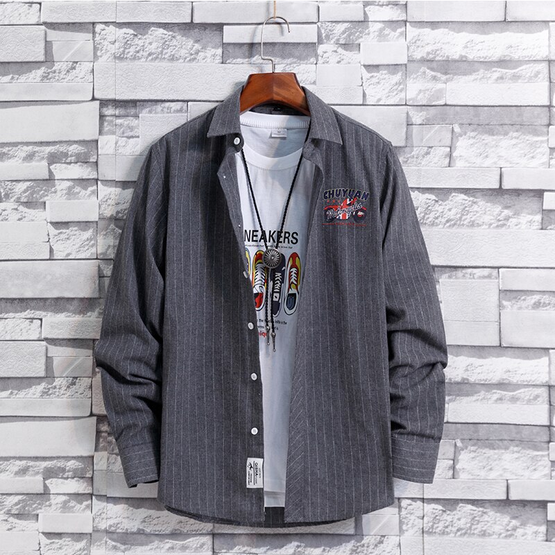 Port & Lotus Mannen Overhemd Gestreept Katoen Lent... – Grandado