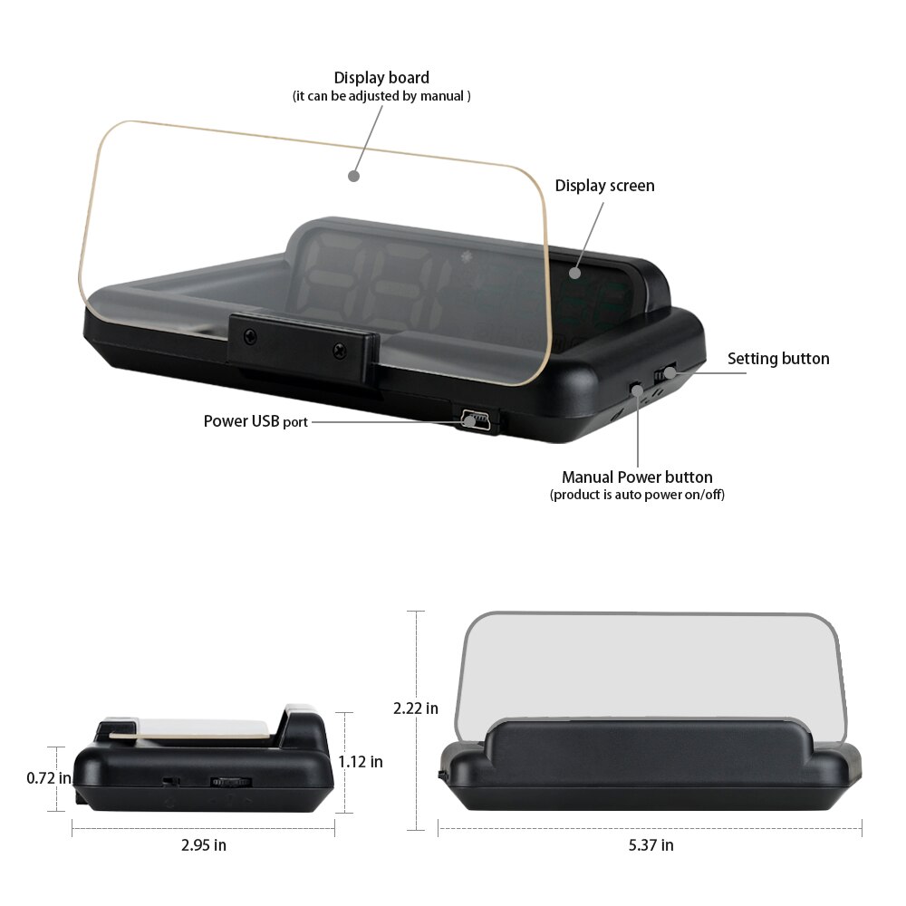 Neue C500 Auto OBD2 HUD Head Up Display HD LED Mit... – Vicedeal