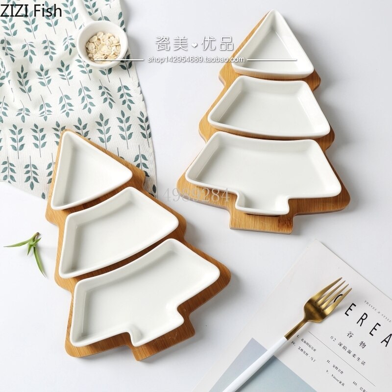 28cm full set ceramic bamboo Christmas tree tray S... – Vicedeal