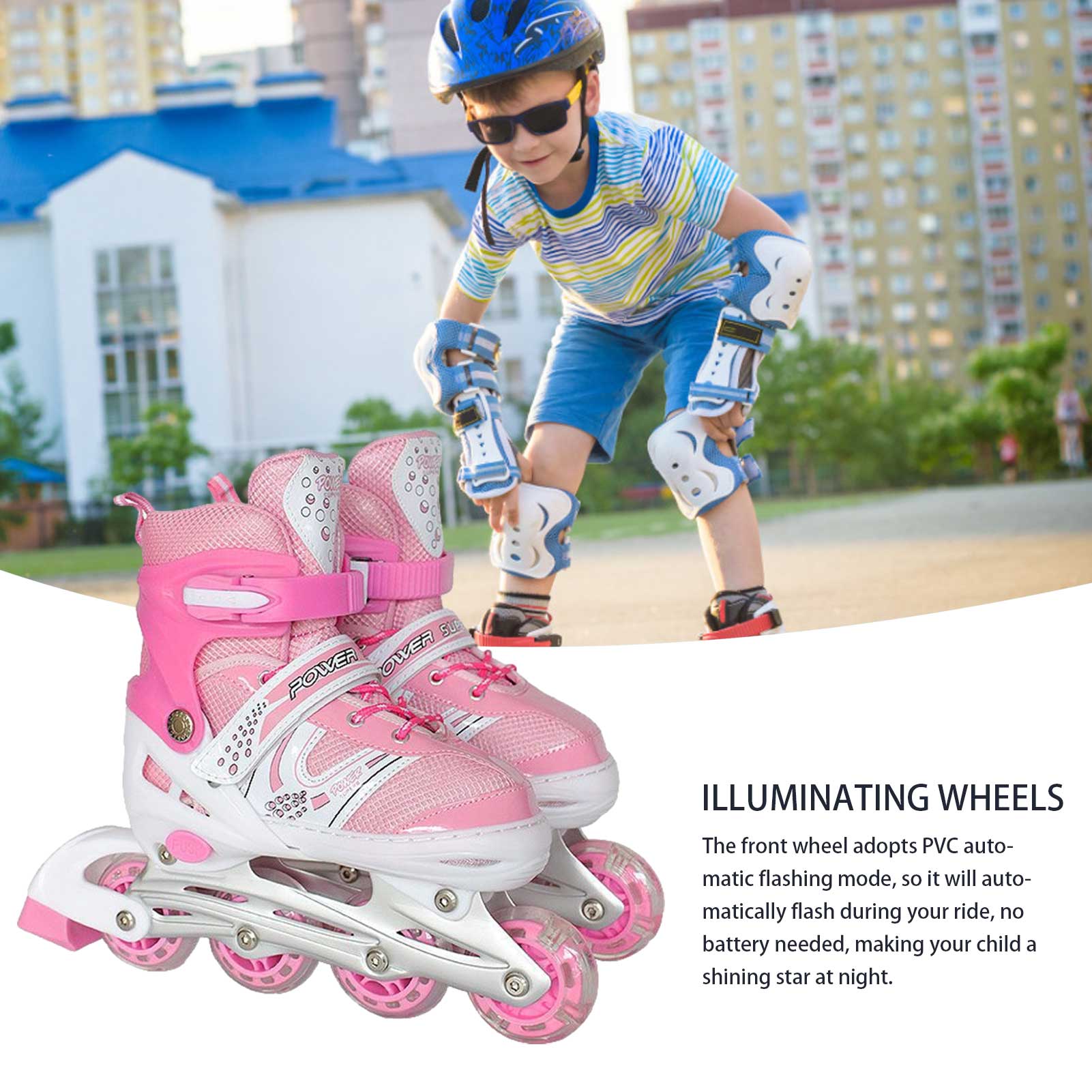 Kids Inline Skates Adjustable Roller Skates With L... – Vicedeal