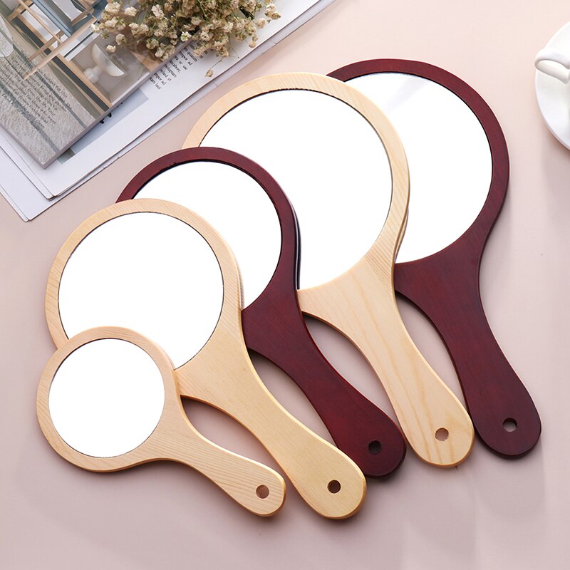 Portable Hand Make Round Wood Vintage Hand Mirror ... – Grandado