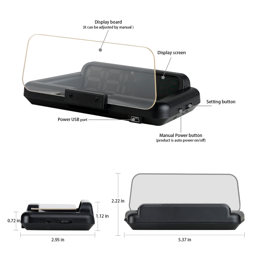 Car Speedometer Windshield Projector HUD Head Up D... – Grandado