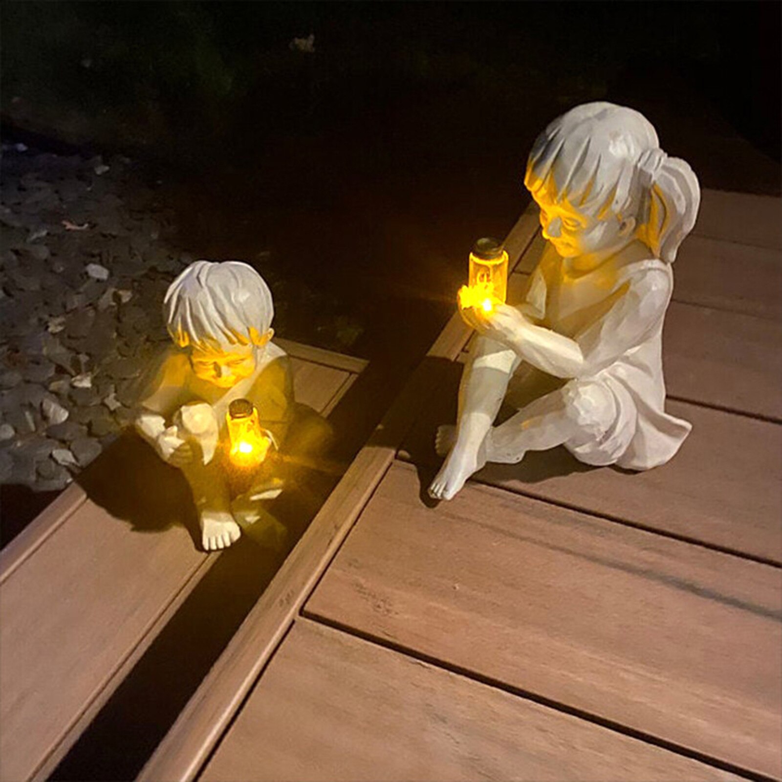 Tuin Standbeeld Nachtverlichting Kids Christus Bee... – Grandado
