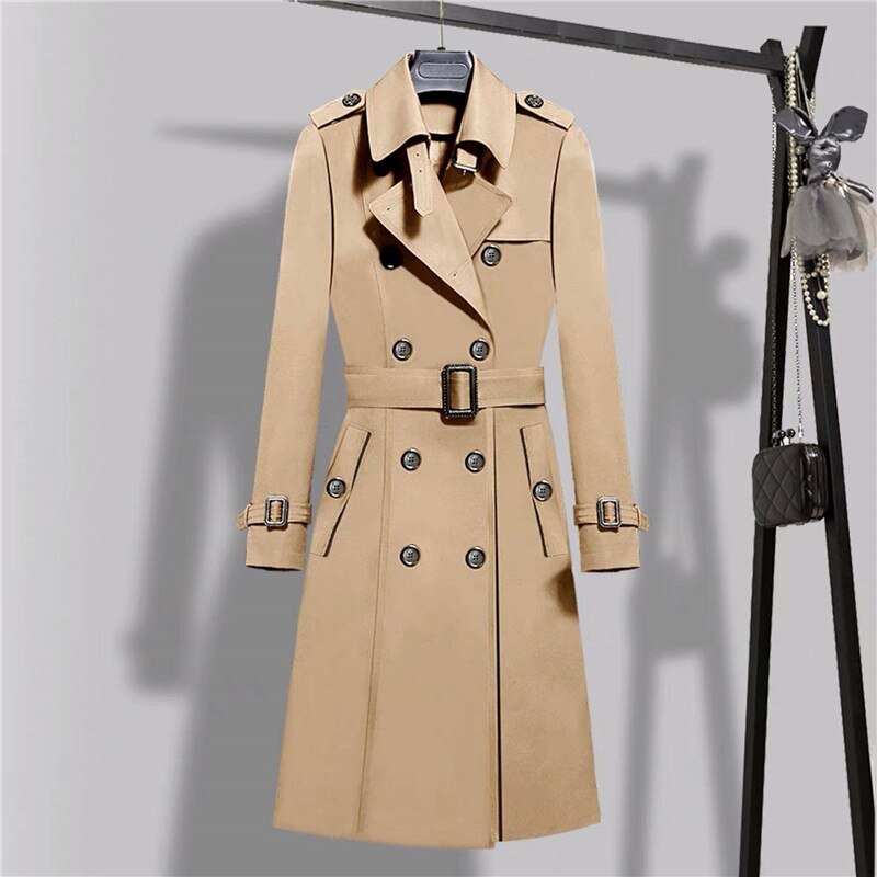 Spring Autumn Women Double Breasted Long Trench Co... – Vicedeal