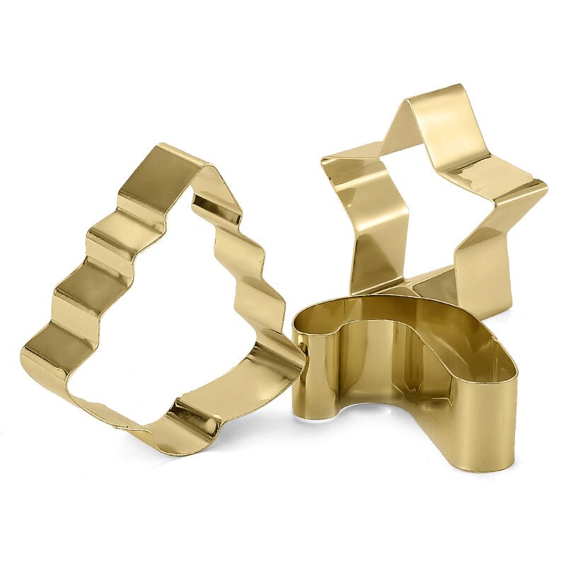 Stainless Steel Gold Plated Christmas Cookie Cutte... – Grandado