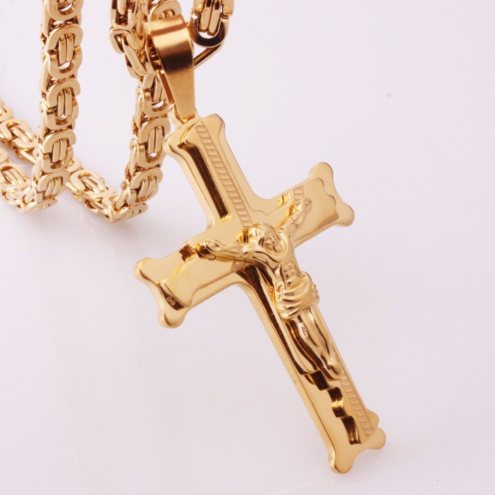 Gold Color Stainless Steel Jesus Cross 18"-32" Pen... – Grandado