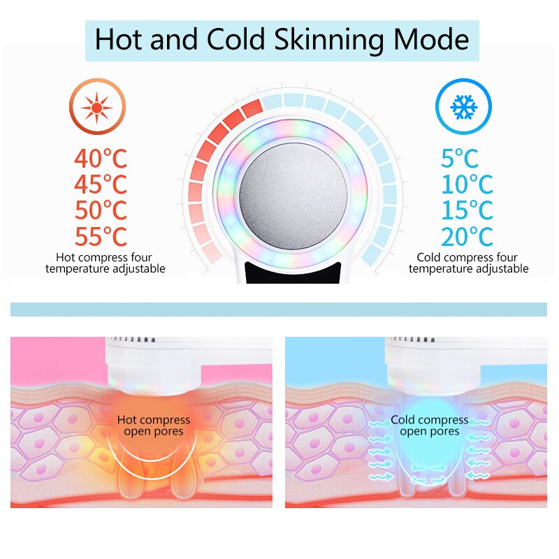 Charging Cold Facial Massager LED 3 Color Light Be... – Grandado