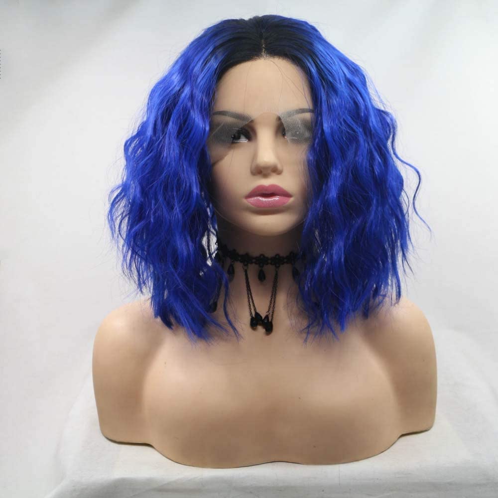Perruque Lace Front Wig synthétique bleue – Sylvia... – Grandado