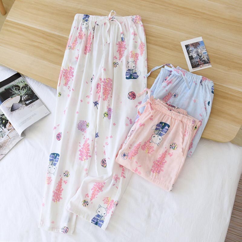 Summer Spring Ladies Soft Loose Gauze Cotton Sleep... – Grandado
