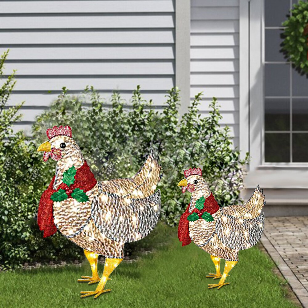 Courtyard Decoration Light-Up Chicken with Scarf M... – Grandado