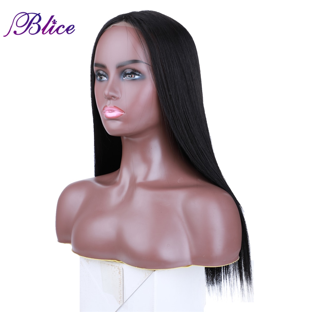Blice Zijde Recht Midden Deel Lace Pruik Synthetis... – Grandado