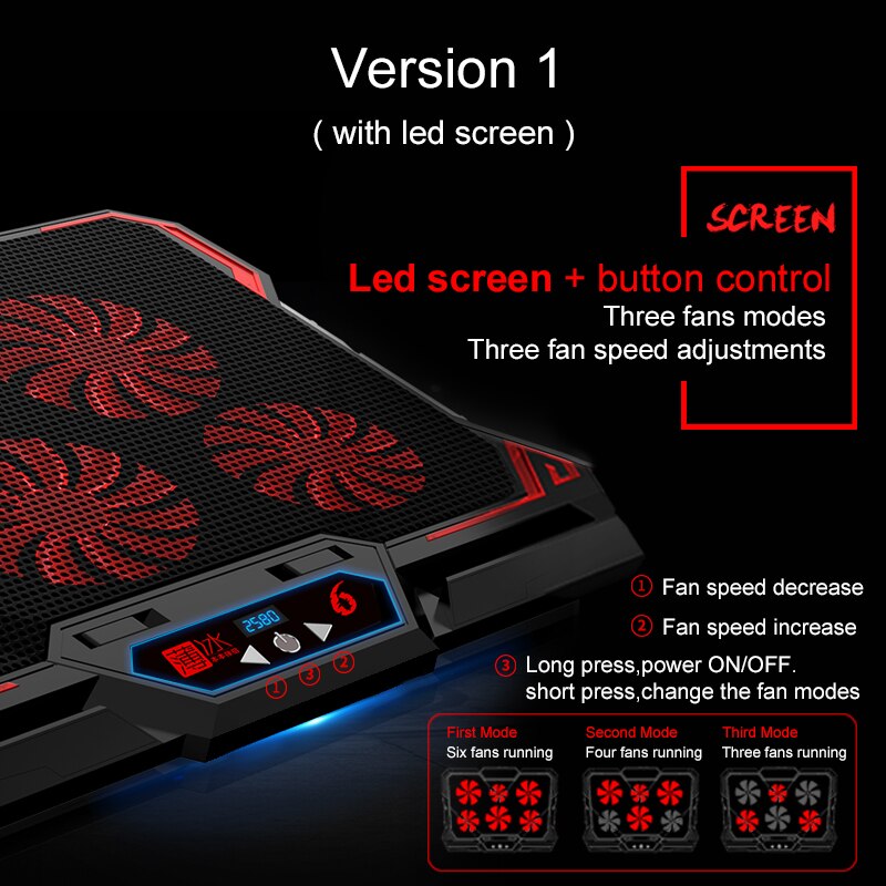 Laptop Cooler 6 Fans Laptop Cooling Pad 2 USB Port... – Grandado