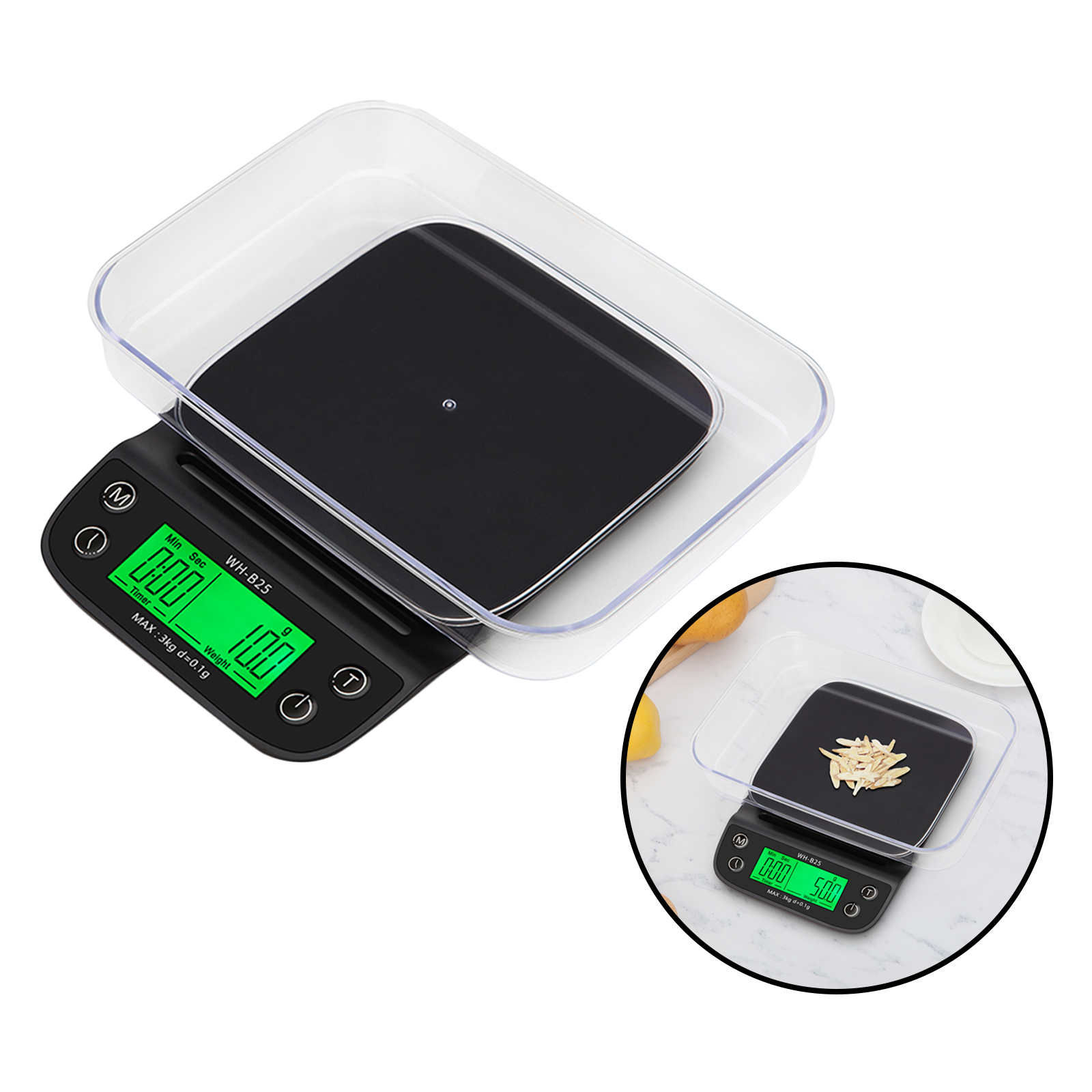 3kg / 0.1g Drip Coffee Scale with Timer Portable E... – Vicedeal