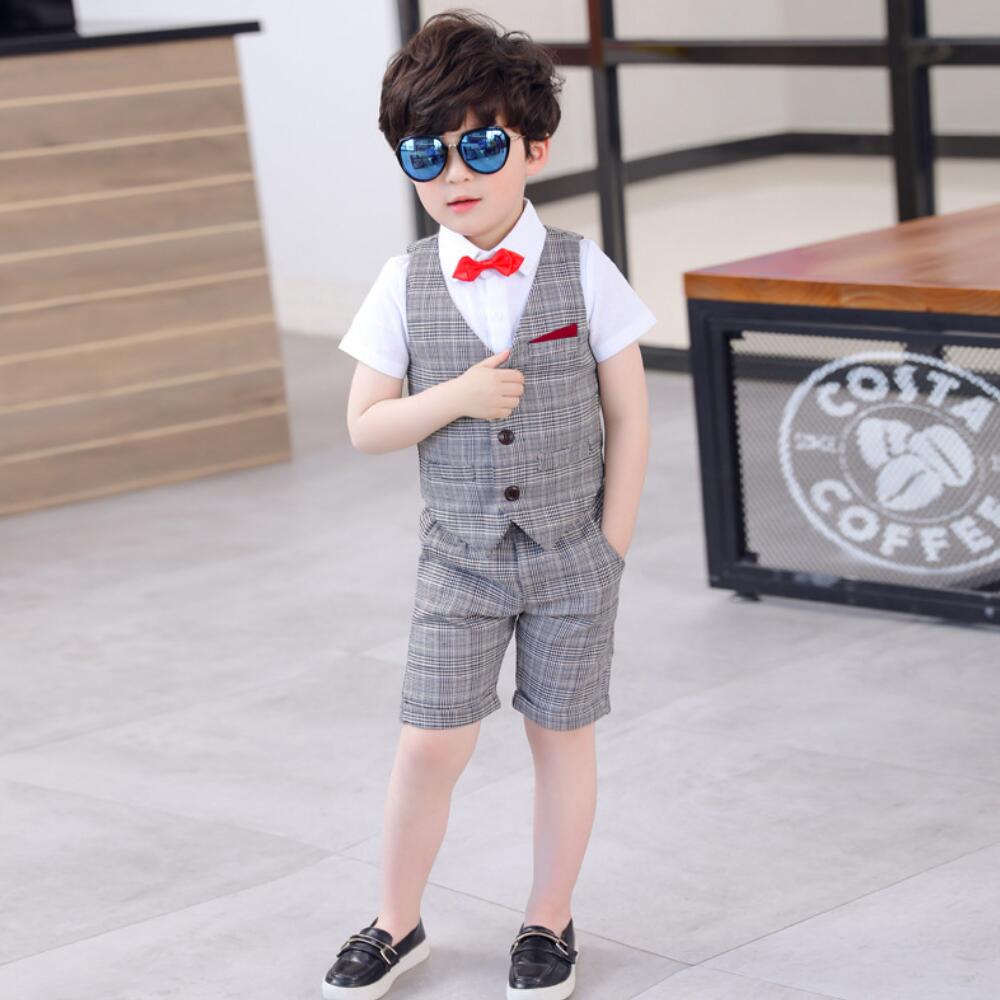 Ragazzi moda formale Plaid Costume per bambini fio... – Grandado