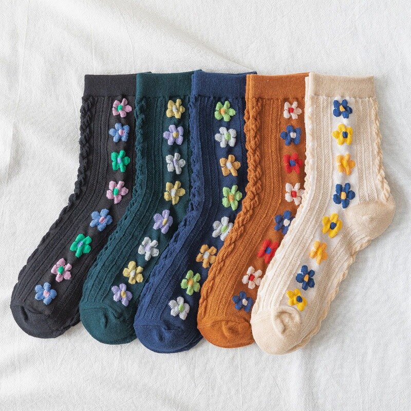 5Pair Women Socks Cotton Euramerican National Wind... – Vicedeal