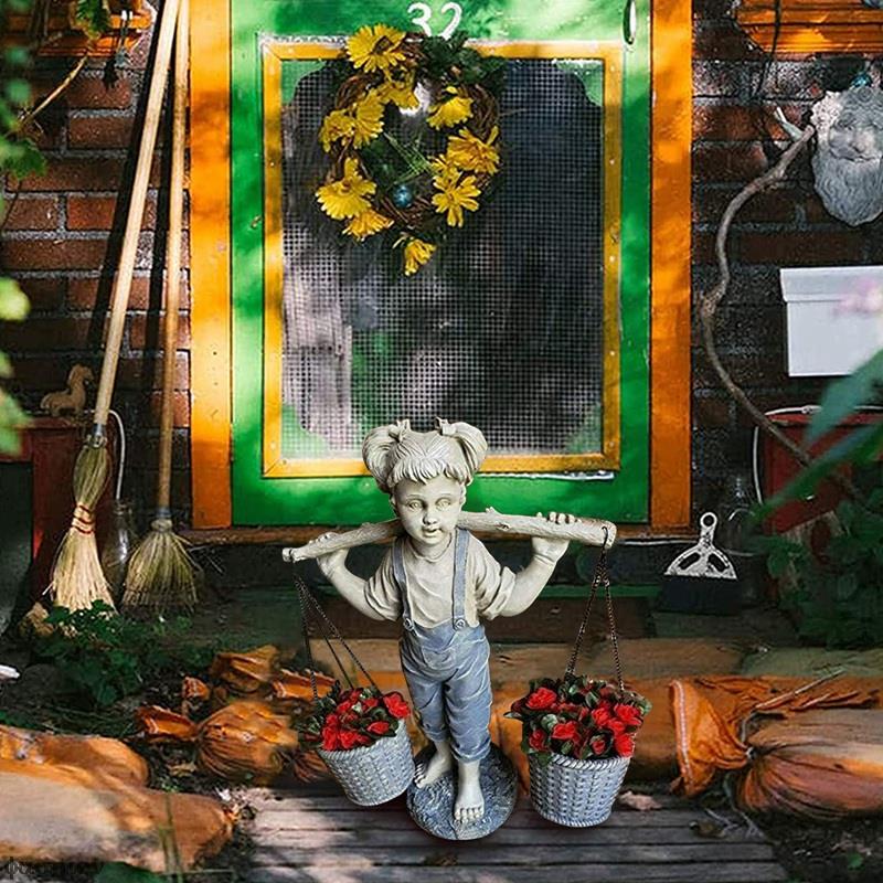 Little Girl Carrying Flowers Statue Garden Sculptu... – Vicedeal