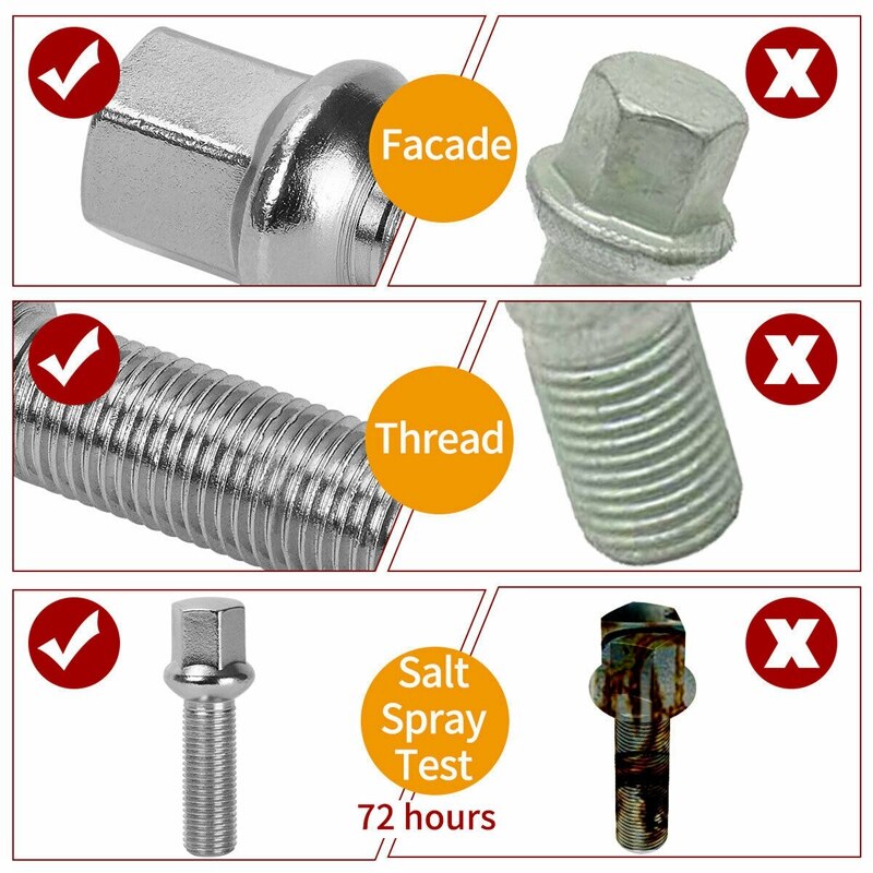 20 M14X1.5 Ball Radius Seat Lug Bolts Nuts 40Mm Sh... – Grandado