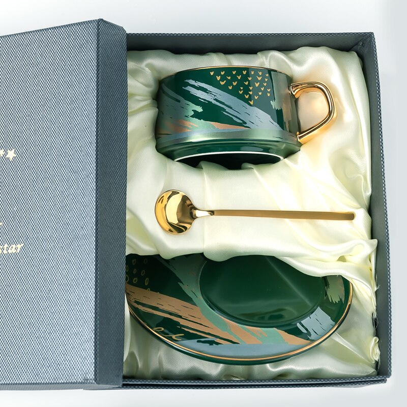 European Style Ceramic Coffee Cup and Saucer Set B... – Grandado