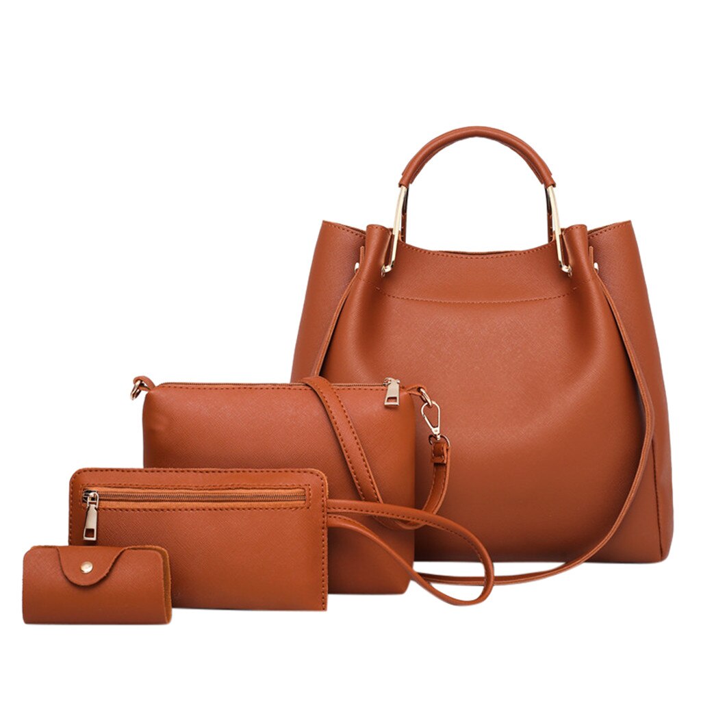 4pcs Woman Bag Set Female Handbag Solid Color Four... – Grandado