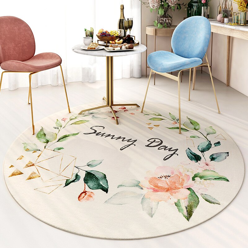 Modern Lamb Cashmere Flower Pattern Home Round Rug... – Grandado