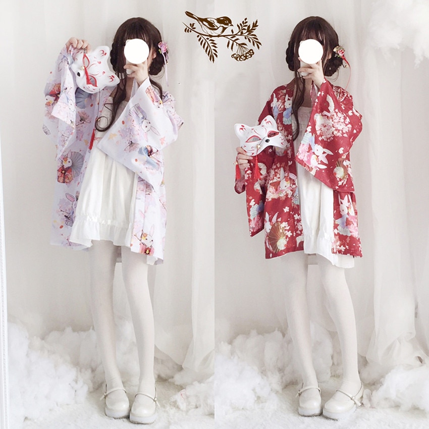 Flower Print Kimono Coat Japanese Traditional Haor... – Grandado