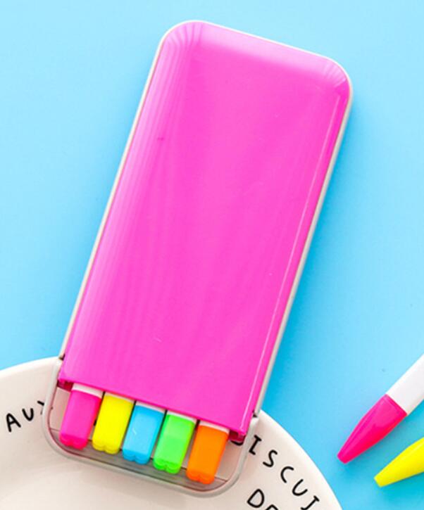 5colors/box Mini fluo markers Stationery Candy col... – Grandado