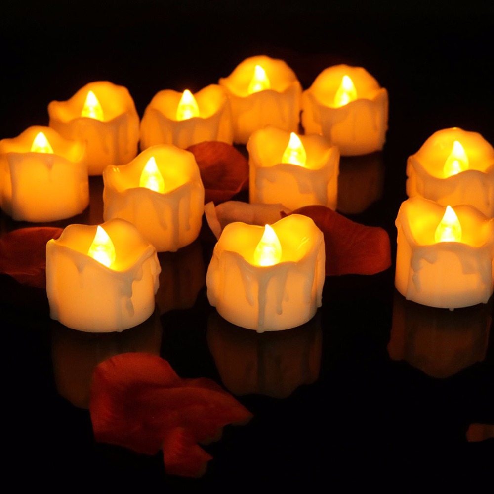 Timer Thee Lichten 6 Of 12 Flickering Vlamloze Kaarsen Met Timer LED Kaarsen Set Batterij 