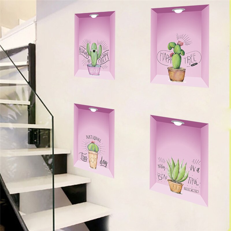 3d vivid Garden plant flower cactus butterfly wall... – Grandado
