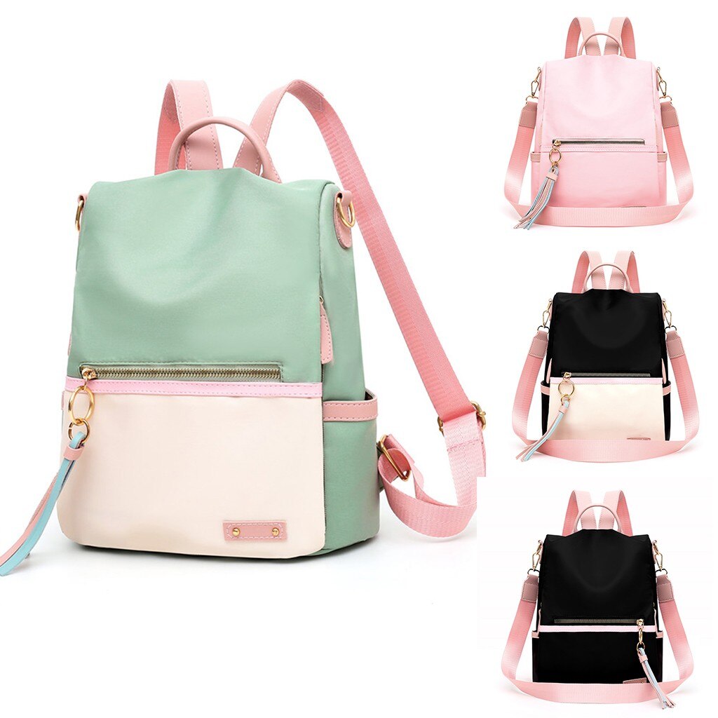 Ladies Pink Solid Backpack Luxury Water Proof Mult... – Grandado