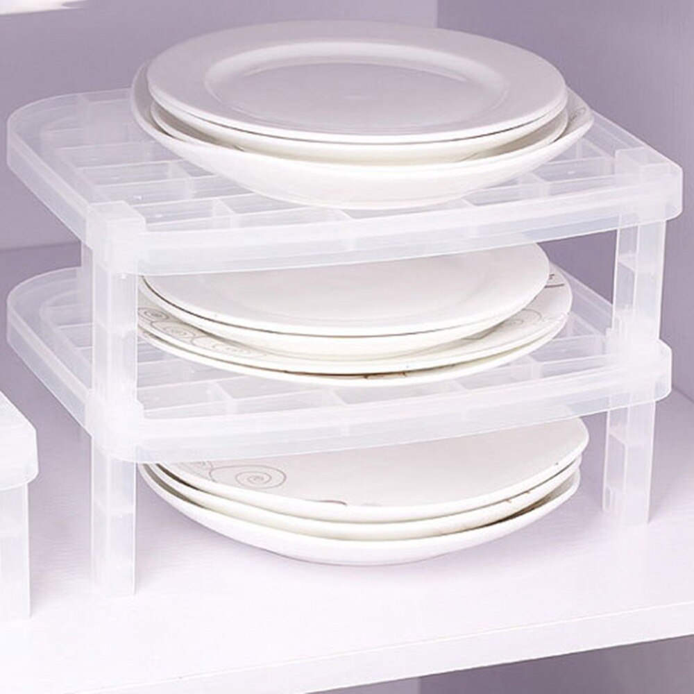 2 Layers Dish Plate Storage Organizer Transparent ... – Vicedeal