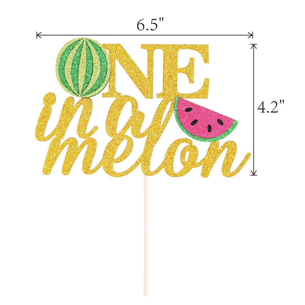 One in a Melon Cake Topper purpurina sandía Cupcak... – Grandado