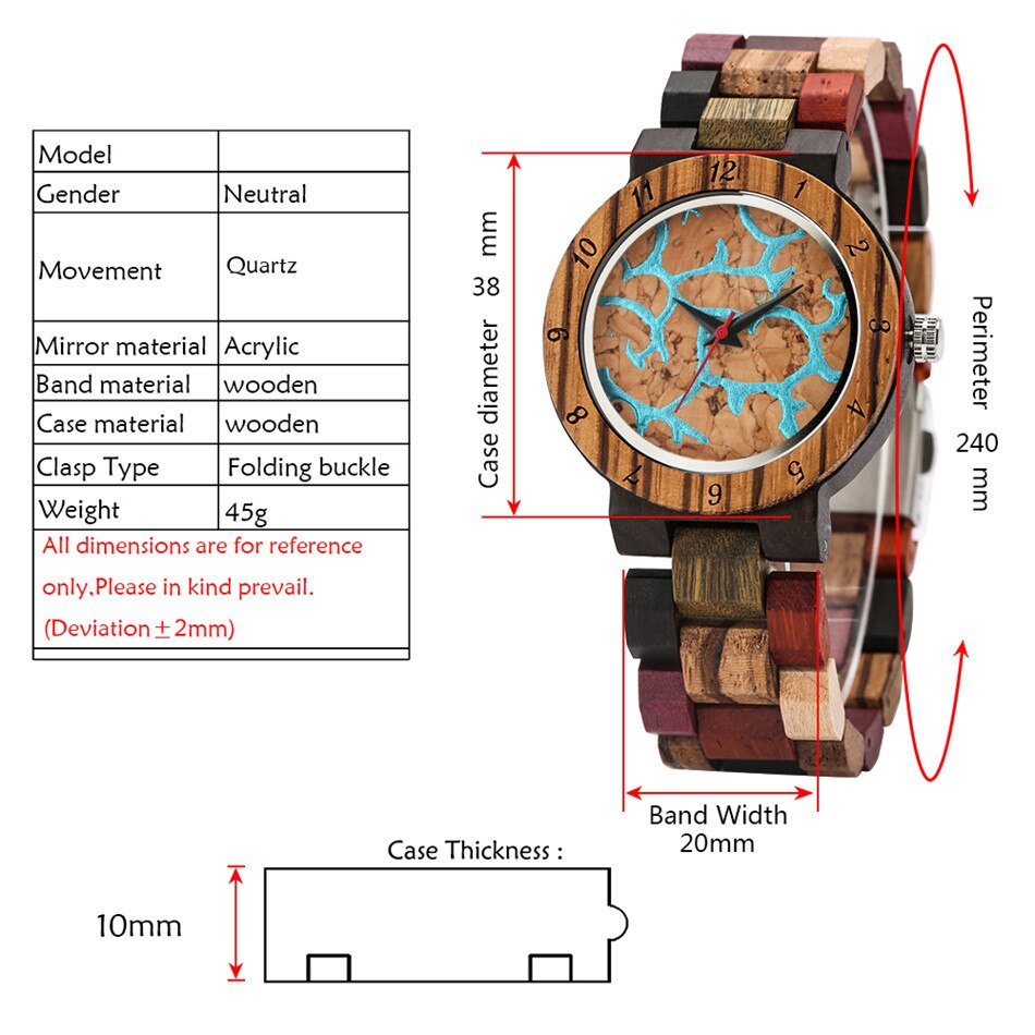 Full Wood Women Bracelet Watch Blue Lava Dial Mixe... – Grandado