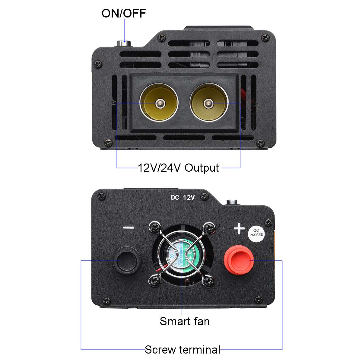 Car Solar Inverter LED RGB lighting 4USB Digital D... – Grandado