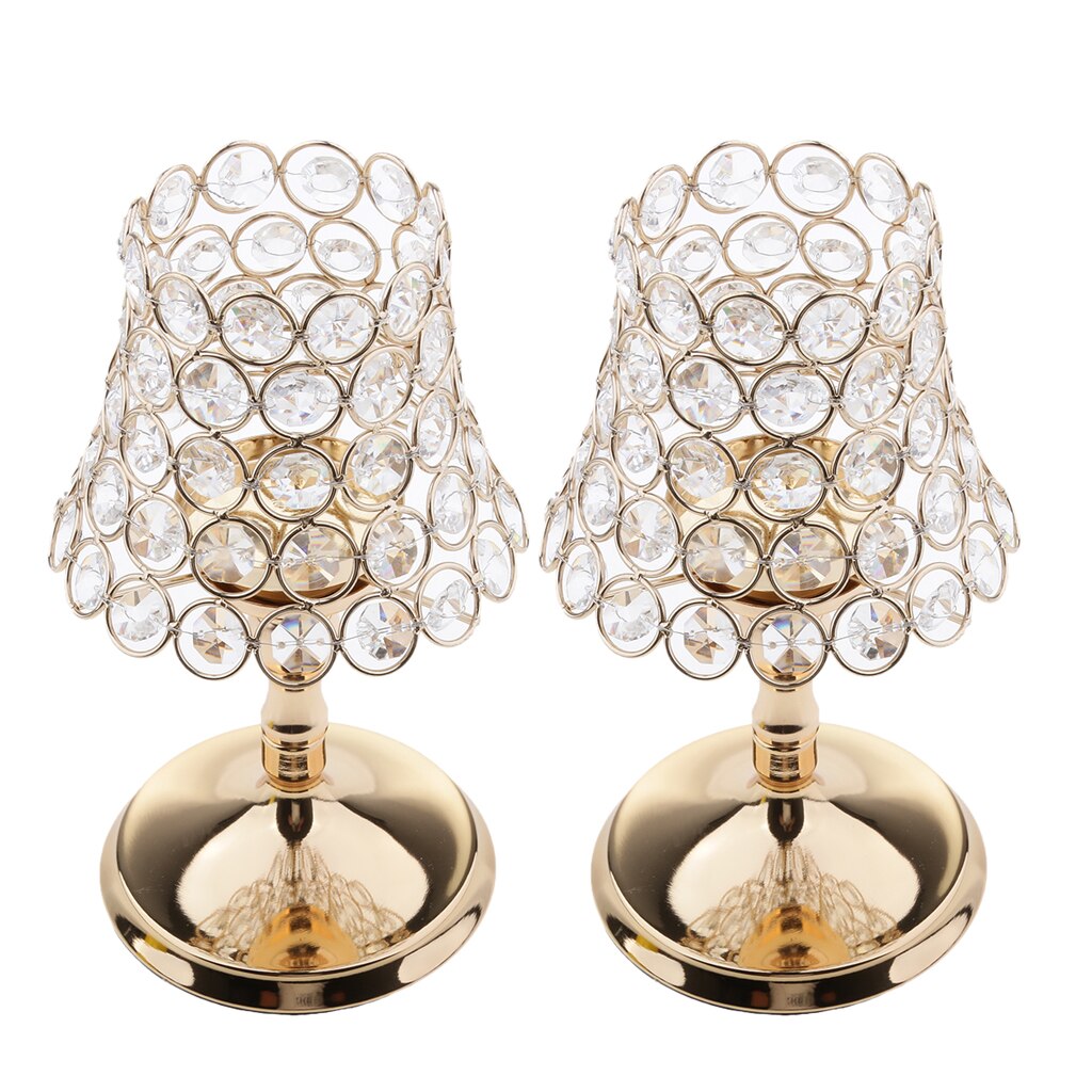 2 Pieces Gold Pillar Desk Lamp Crystal Votive Cand... – Vicedeal