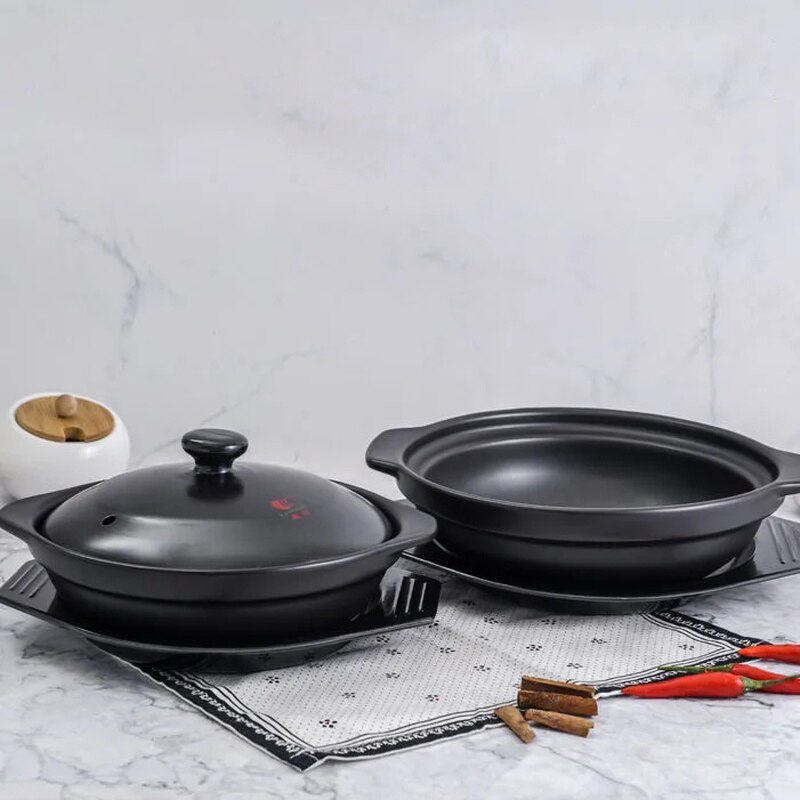 Black Enameled Claypot Rice Ceramic Casserole Cook... – Grandado