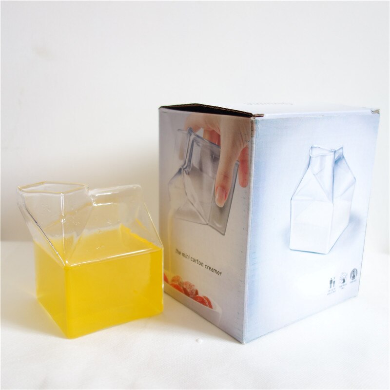 Square milk box Transparent glass cup for milk mug... – Grandado