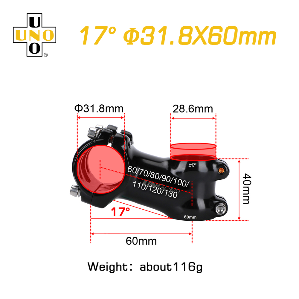 UNO MTB Power Rennrad Vorbau 17 Grad 31,8 Fahrrad ... – Grandado