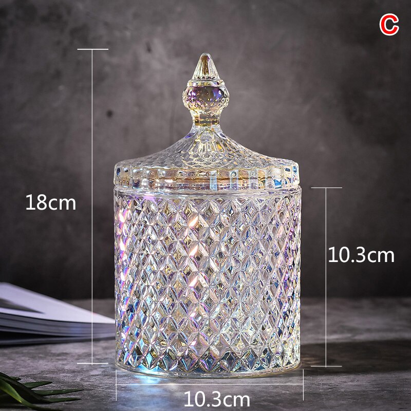 Colorful Roman Style Jar Crystal Glass Covered Sto... – Grandado