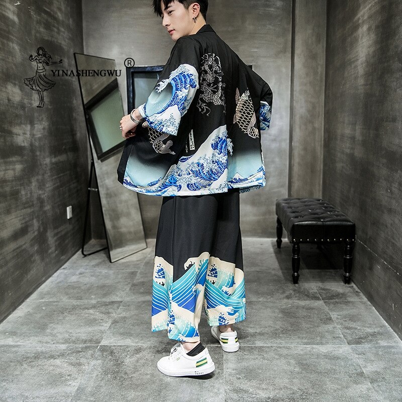 Japanese Kimono Traditional Casual Loose Thin a Se... – Grandado