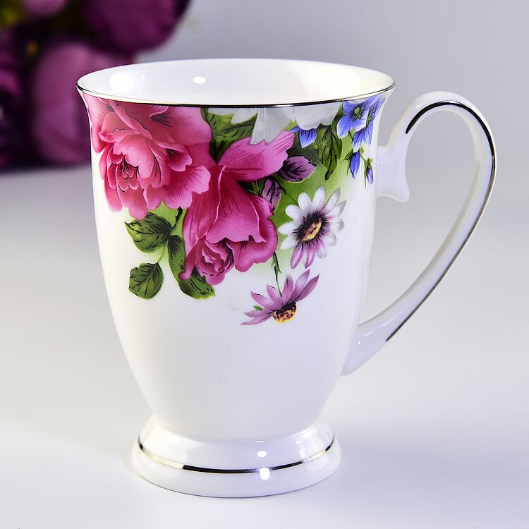 Koffie Mokken Creatieve Rode Pioen Bone China Beke... – Grandado