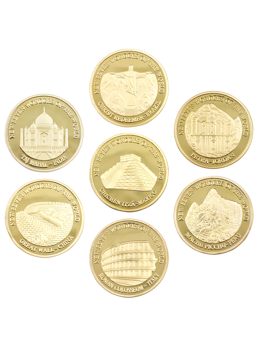 7pcs / Set Seven Wonders Challenge Coin Gold Plate... – Grandado