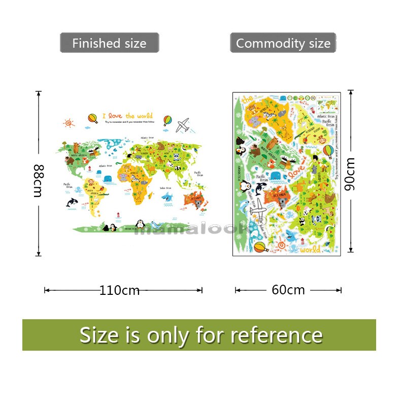7 Kinds Large World Map Wall Stickers Cartoon Map ... – Grandado