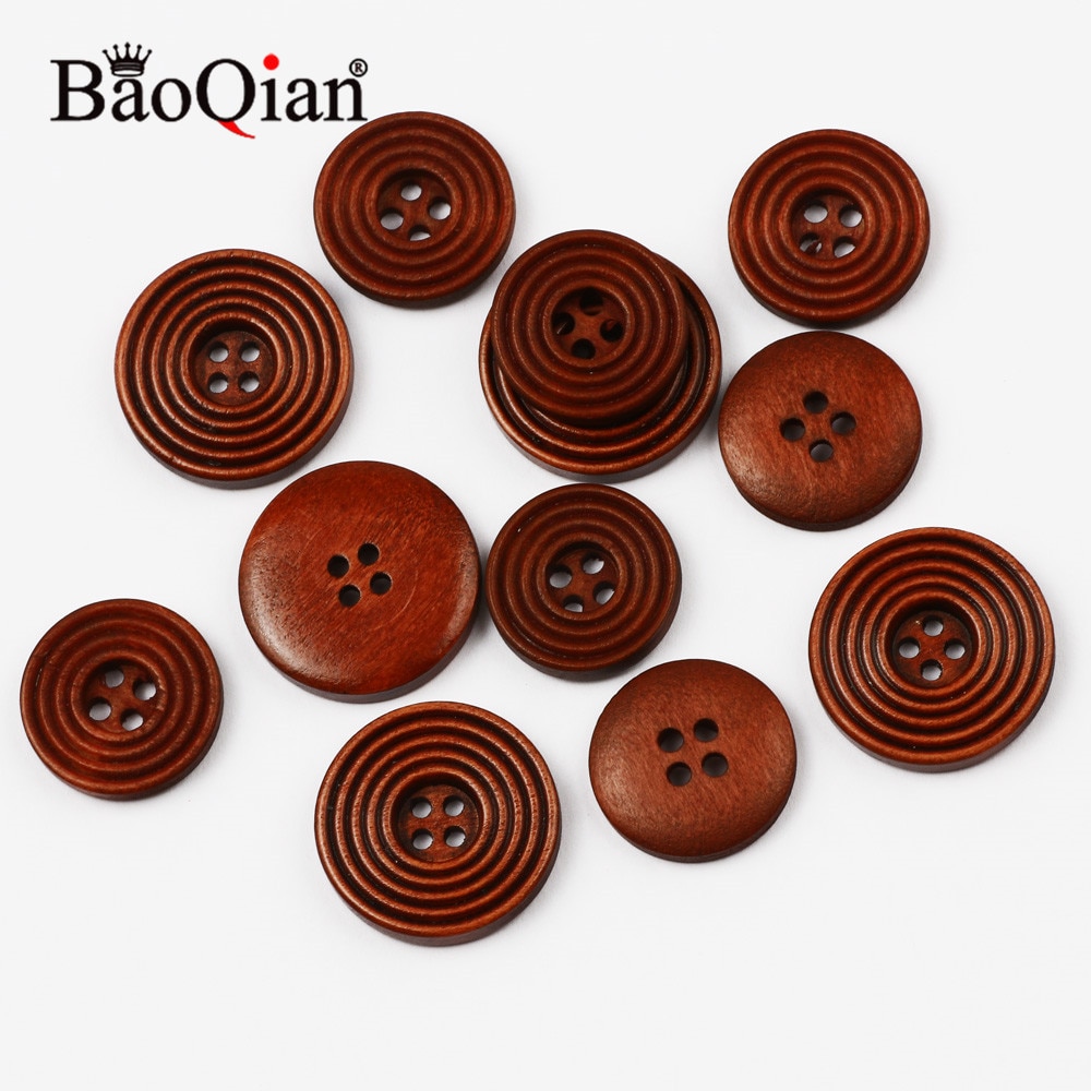 21/25mm 4 Hole Round Natural Wooden Buttons For Ha... – Grandado