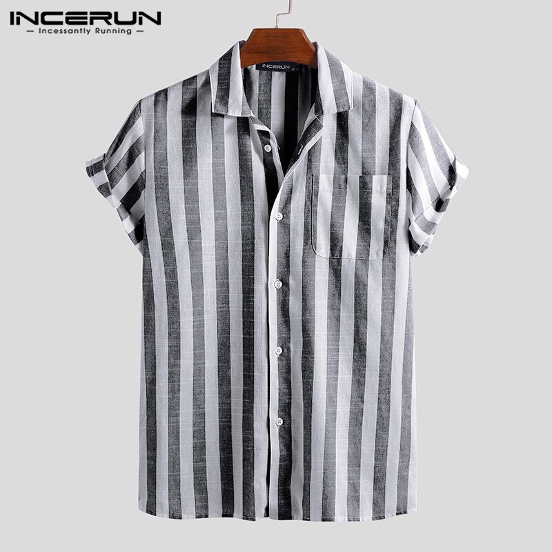 Incerun Mode Casual Shirt Mannen Gestreepte Korte ... – Vicedeal