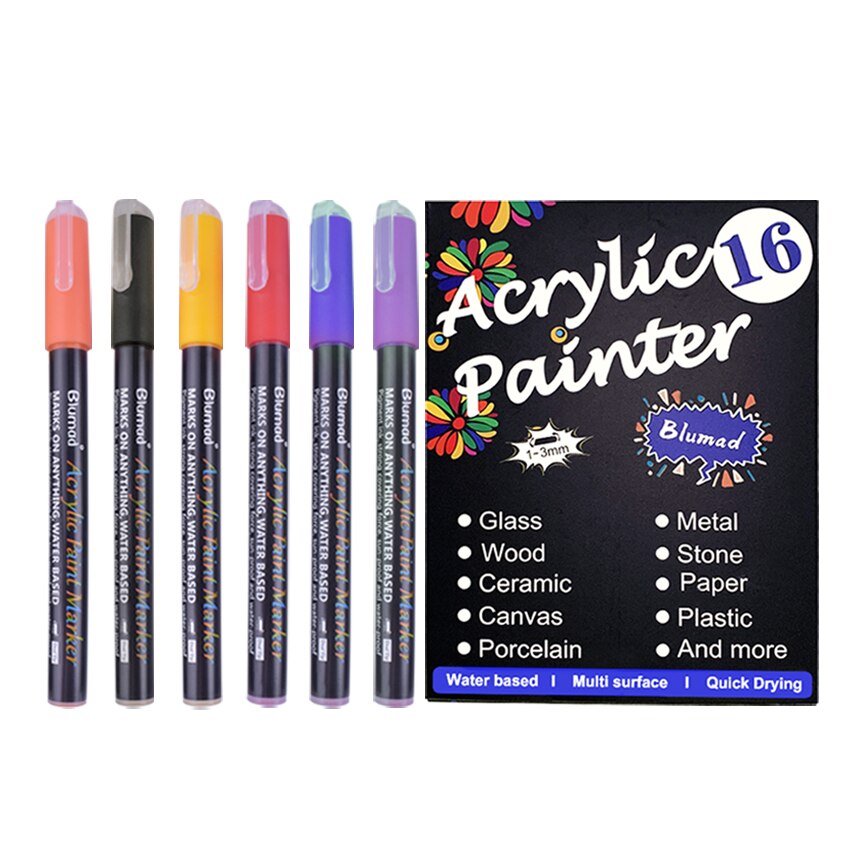 Verstelbare Pen Tips 16 Kleuren Set Acryl Verf Mar... – Grandado