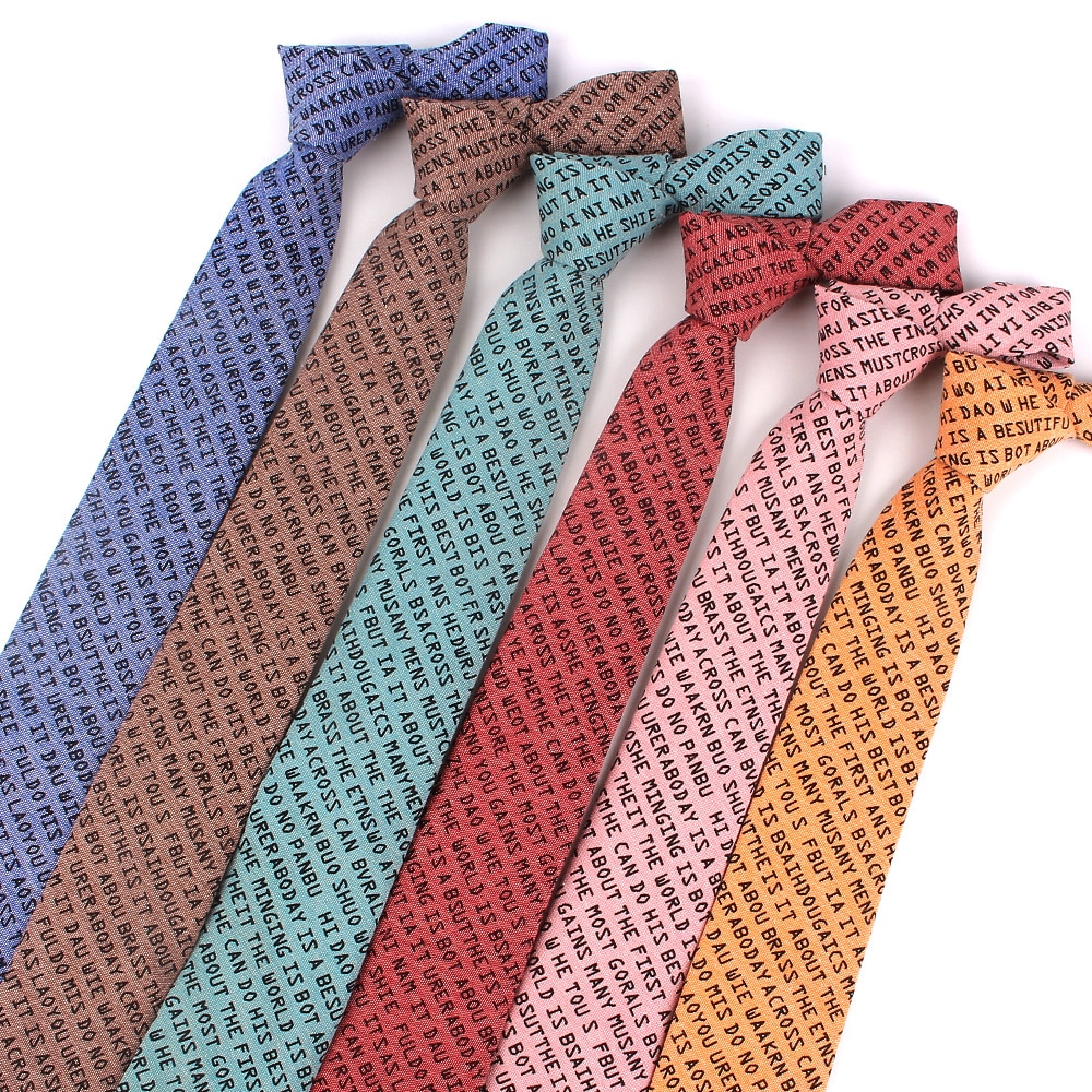Letter Print Ties For Men Skinny Men Neck Tie For ... – Vicedeal