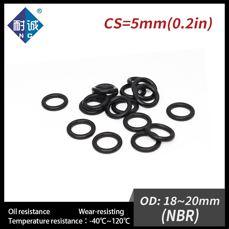 20PCS/lot Rubber Black NBR CS5mm OD18/20mm O Ring ... – Grandado