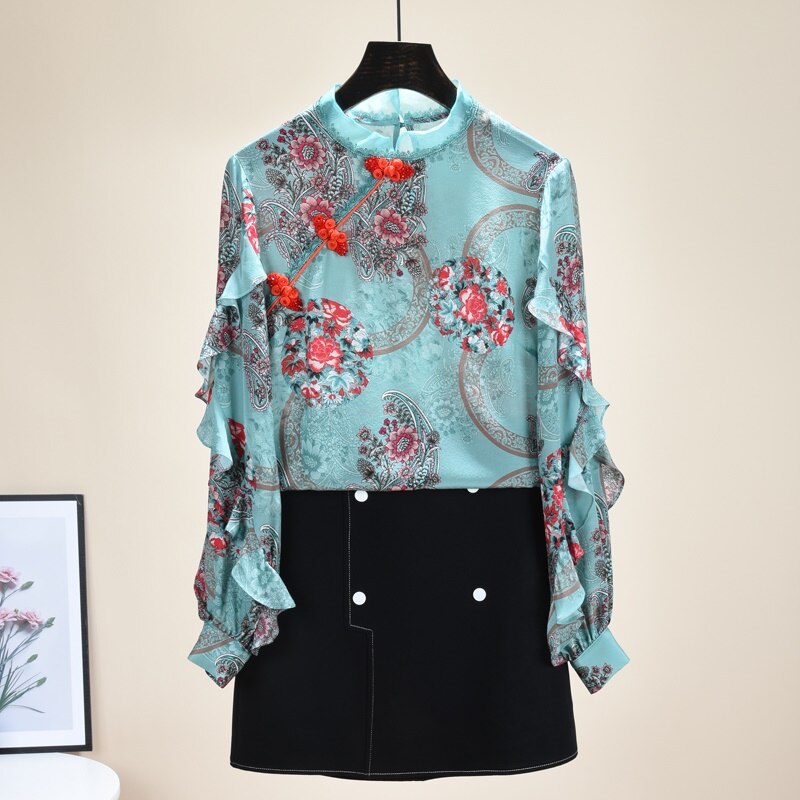 Women Chinese Traditional Style Shirts Chiffon Blo... – Grandado